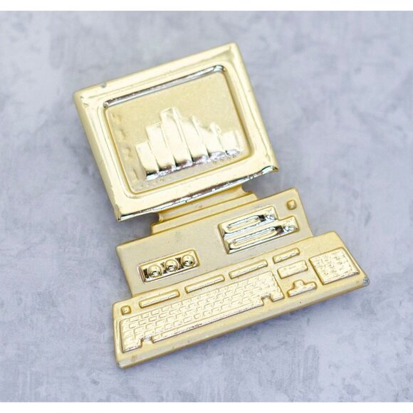 Jewelry | Vintage Computer Business Gold Tone Modern Brooch By Ajc Ch1 ...